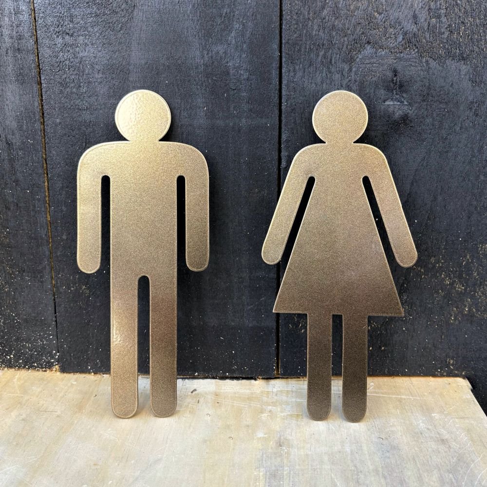 bathroom & restroom symbols NZ steel signs by LisaSarah