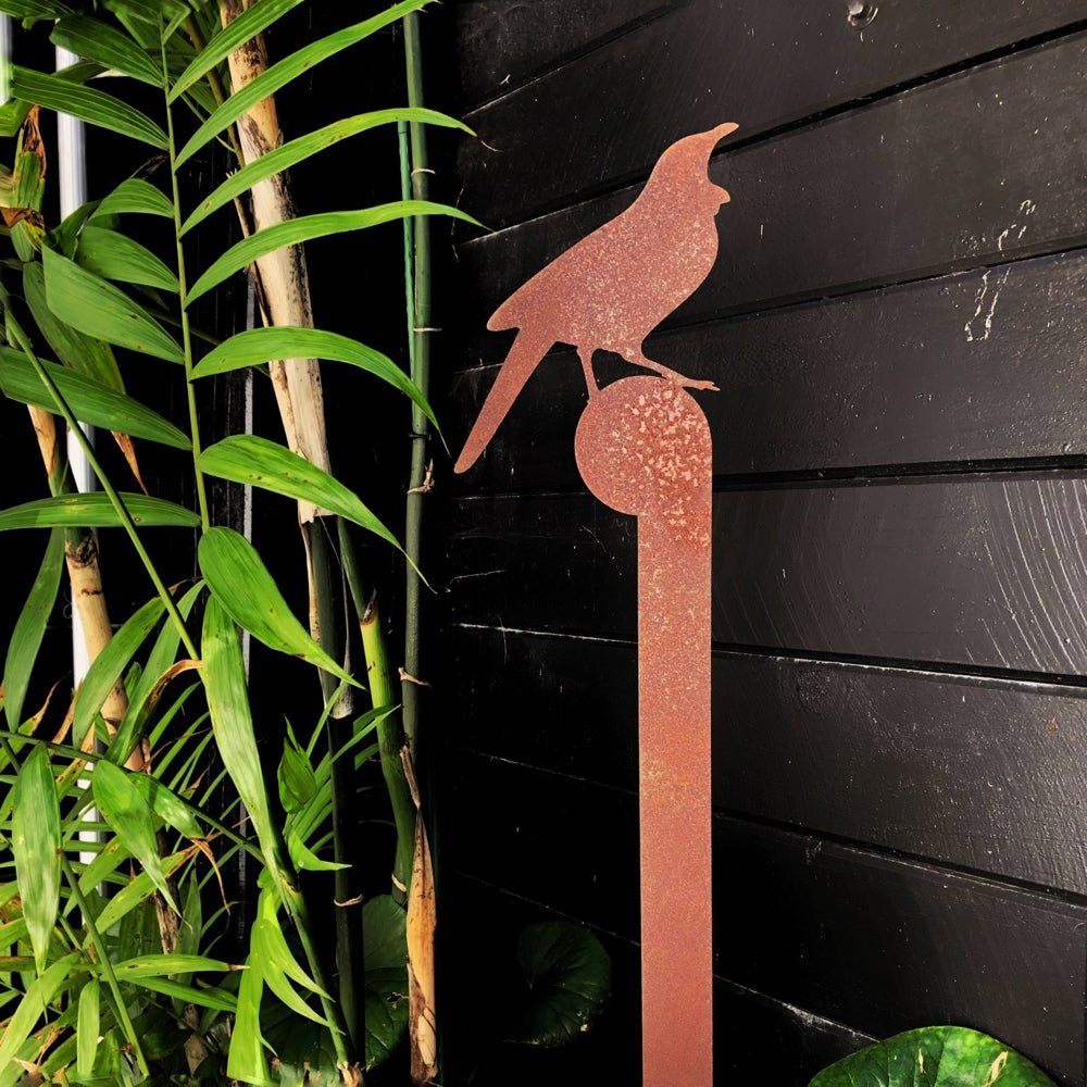 Tui Art. Garden Sculptures NZ. Bird Garden Stake