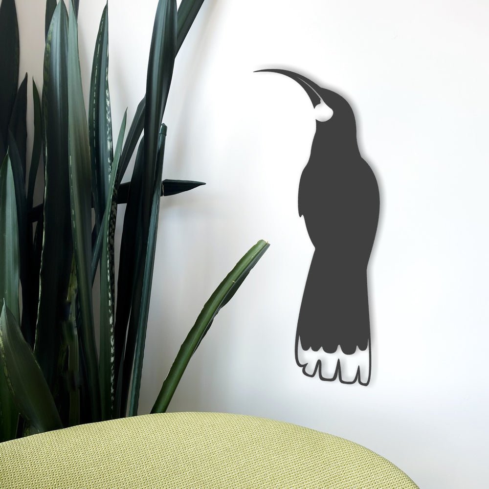 Huia bird silhouette, NZ made bird art for walls
