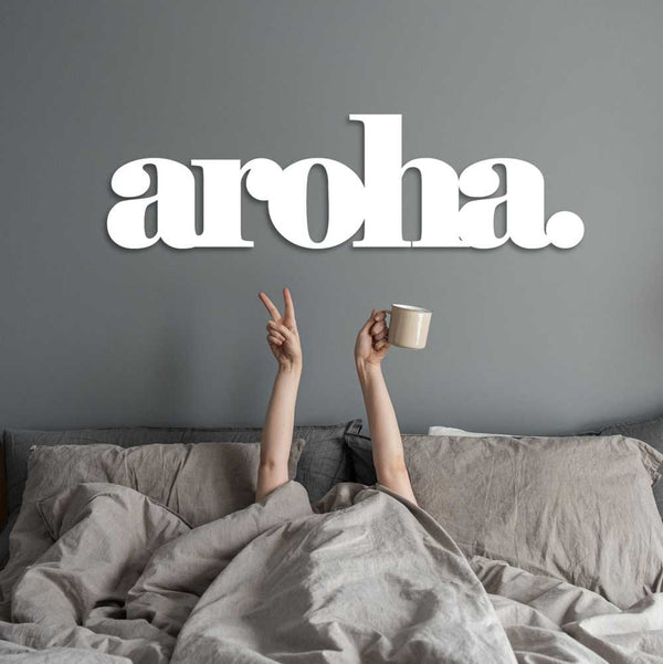 Large white aroha word for wall. Bedroom wall art NZ