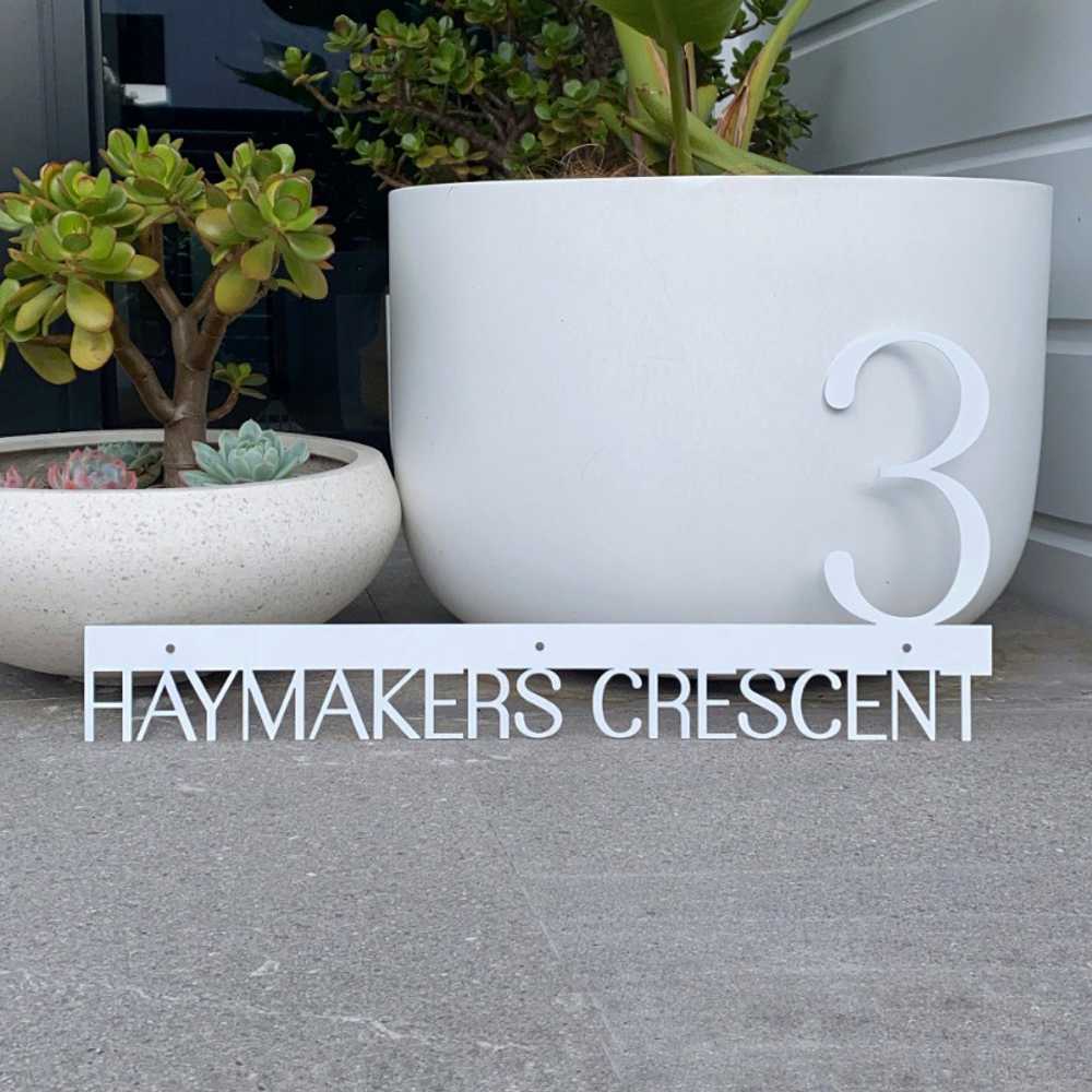 Personalised Floating number & street name sign NZ made steel ...