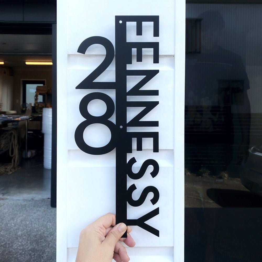 Personalised Floating number & street name sign NZ made steel ...