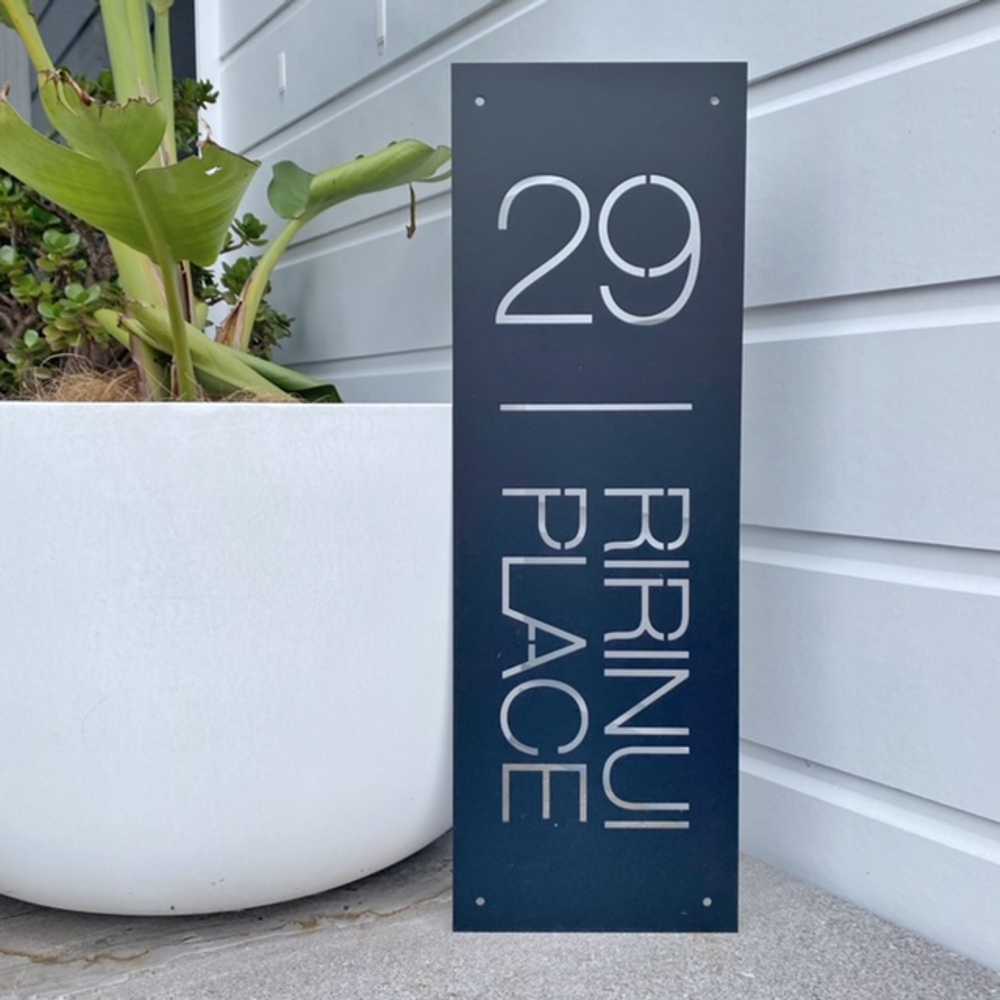 Vertical Bespoke Address Sign House Number Signs NZ - LisaSarah Steel ...